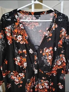 torrid | Dresses | Torrid Womens V Neck Button Fron Orange Floral Maxi ...